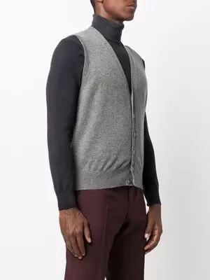 DELL'OGLIO V-neck Cashmere Cardigan - Grey
