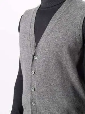 DELL'OGLIO V-neck Cashmere Cardigan - Grey