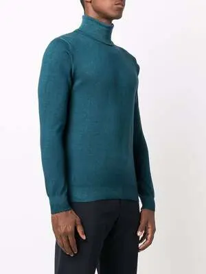 DELL'OGLIO Rib-trimmed Roll-neck Jumper - Blue