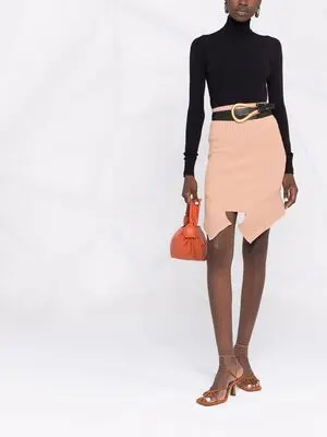 ANDREĀDAMO Ribbed-knit Asymmetric Skirt