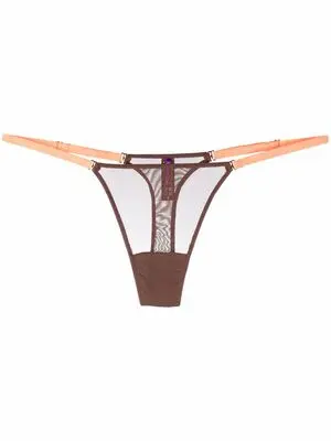 MAISON CLOSE Corps À Corps Mesh Mini Thong Brown