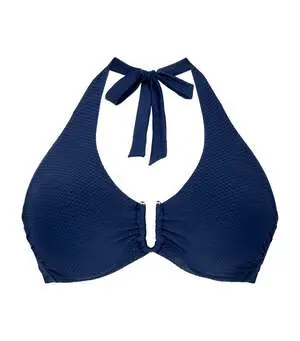 Heidi Klein Textured Halterneck Bikini Top - Navy