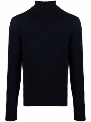 DELL'OGLIO Roll-neck Rib-trimmed Jumper - Blue