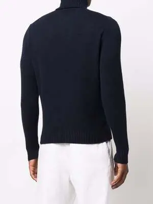 DELL'OGLIO Roll-neck Rib-trimmed Jumper - Blue