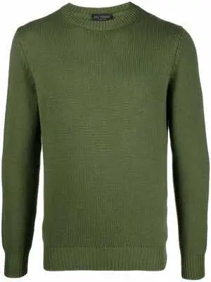 DELL'OGLIO Rib-trimmed Crew-neck Jumper - Green