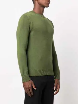 DELL'OGLIO Rib-trimmed Crew-neck Jumper - Green