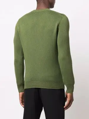 DELL'OGLIO Rib-trimmed Crew-neck Jumper - Green