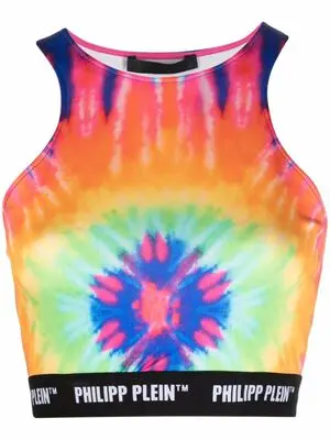 Philipp Plein Tie-dye Cropped Top - Blue