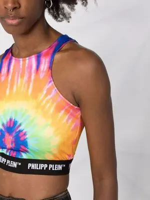 Philipp Plein Tie-dye Cropped Top - Blue