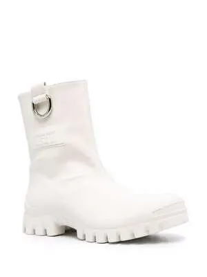 MSGM Round Toe Ankle Boots - White