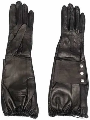 MANOKHI Elbow-length Leather Gloves - Black