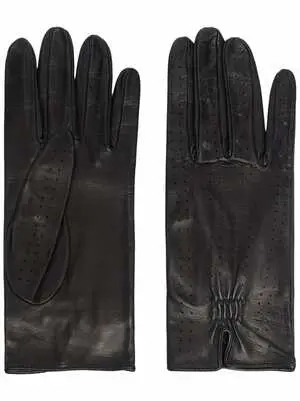 MANOKHI Perforated Leather Gloves - Black