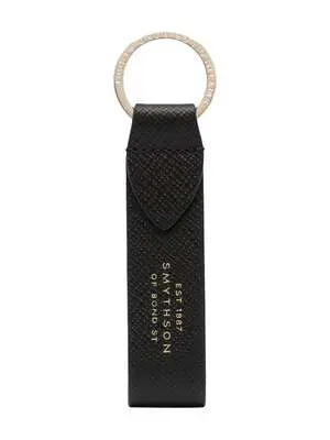 Smythson Panama Leather Strap Keyring Black