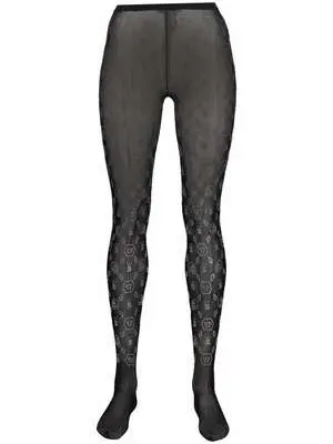 Philipp Plein Embellished Monogram Tights - Black