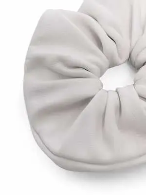 MANOKHI Textured Leather Scrunchie - White