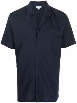 Sunspel Button-up Polo Shirt - Blue