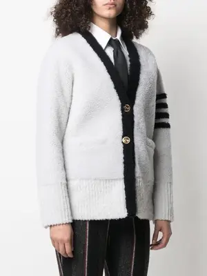 Thom Browne 4-bar Stripe Shearling Cardigan