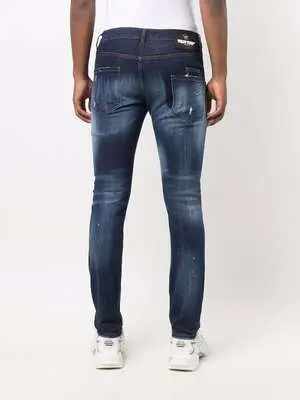 Philipp Plein Super Straight Stonewash Distressed Jeans