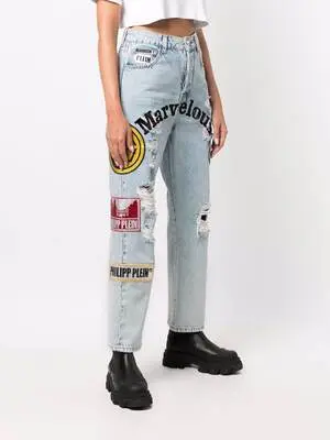 Philipp Plein Patchwork Boyfriend Jeans