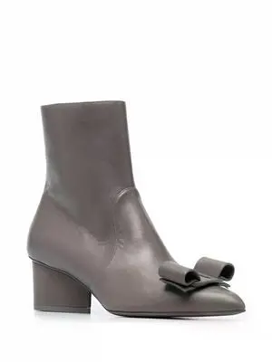 FERRAGAMO 50mm Viva Bow-detail Ankle Boots - Grey