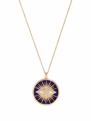 MONAN Name 18kt Rose Gold Diamond And Enamel Pendant Necklace - Pink