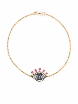 MONAN 18kt Rose Gold Evil Eye Diamond, Sapphire, And Ruby Bracelet
