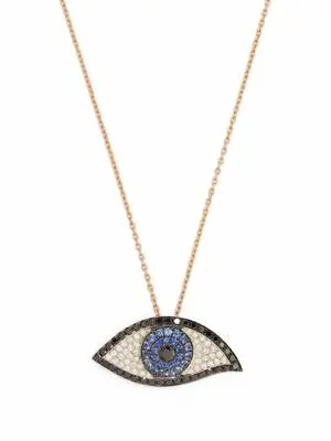 MONAN Monan'Name 18kt Rose Gold Sapphire And Diamond Evil Eye Necklace
