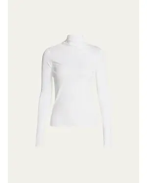 Vince Essential Long-sleeve Cotton Turtleneck Top - White
