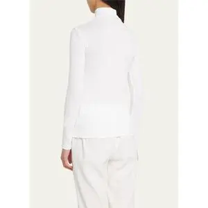Vince Essential Long-sleeve Cotton Turtleneck Top - White