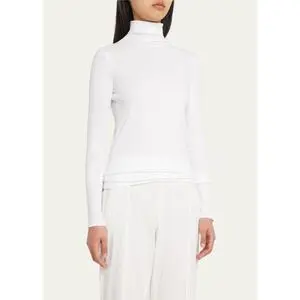 Vince Essential Long-sleeve Cotton Turtleneck Top - White