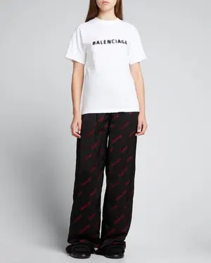Balenciaga Logo Jersey T-shirt - Blanc/noir
