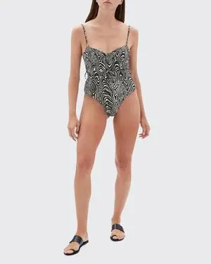 Simkhai SIMKHAI Noa Belted One-Piece Swimsuit Moire