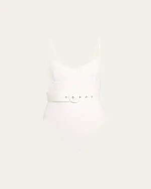 Simkhai SIMKHAI Noa Belted One-Piece Swimsuit White