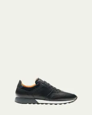 Magnanni Arco Mix-leather Trainer Sneakers - Black