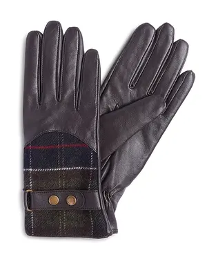 Barbour Dee Tartan Gloves - Dark Brown