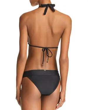 PQ SWIM Pilyq Lace Overlay Halter Bikini Top - Midnight