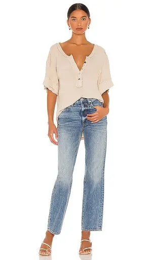 Free People Heritage Henley Tee In Neutral