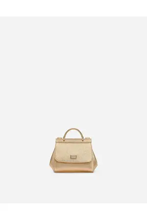 Dolce & Gabbana Sicily Mini Bag In Dauphine Leather - Brown / Gold