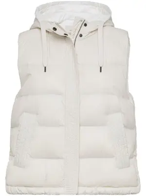 Brunello Cucinelli Padded Gilet With Monili Chain Detail - Neutrals