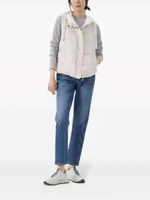 Brunello Cucinelli Padded Gilet With Monili Chain Detail - Neutrals