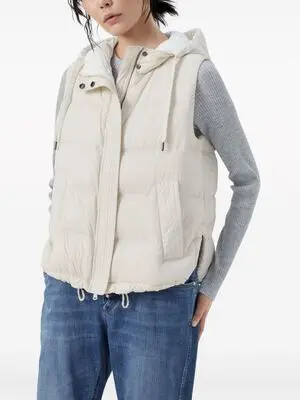 Brunello Cucinelli Padded Gilet With Monili Chain Detail - Neutrals