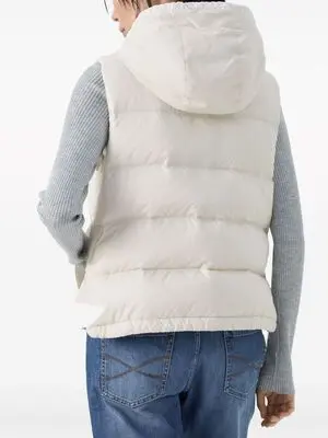 Brunello Cucinelli Padded Gilet With Monili Chain Detail - Neutrals