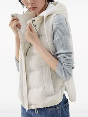 Brunello Cucinelli Padded Gilet With Monili Chain Detail - Neutrals