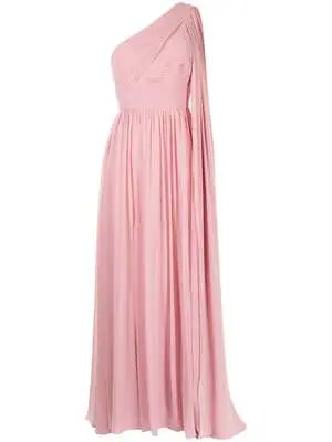 Elie Saab Asymmetric Flowing Side-sash Silk Gown
