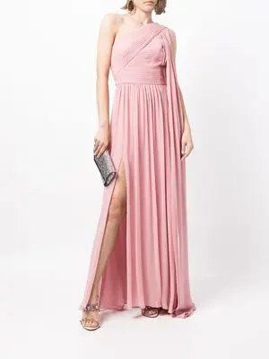 Elie Saab Asymmetric Flowing Side-sash Silk Gown