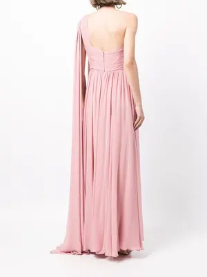 Elie Saab Asymmetric Flowing Side-sash Silk Gown