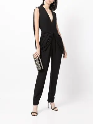 Elie Saab V-plunge Cape Jumpsuit