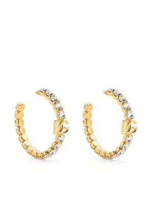 Dolce & Gabbana Dg Logo Rhinestones-embellished Hoop Earrings