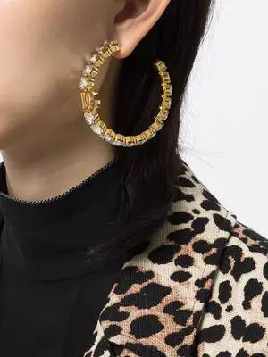 Dolce & Gabbana Dg Logo Rhinestones-embellished Hoop Earrings