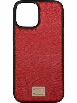Dolce & Gabbana Logo Plate Calfskin Iphone 12 Pro Case - Red